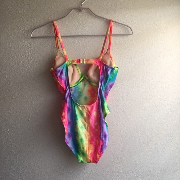 Swim | Vintage Rainbow Neon Swim Suit | Poshmark